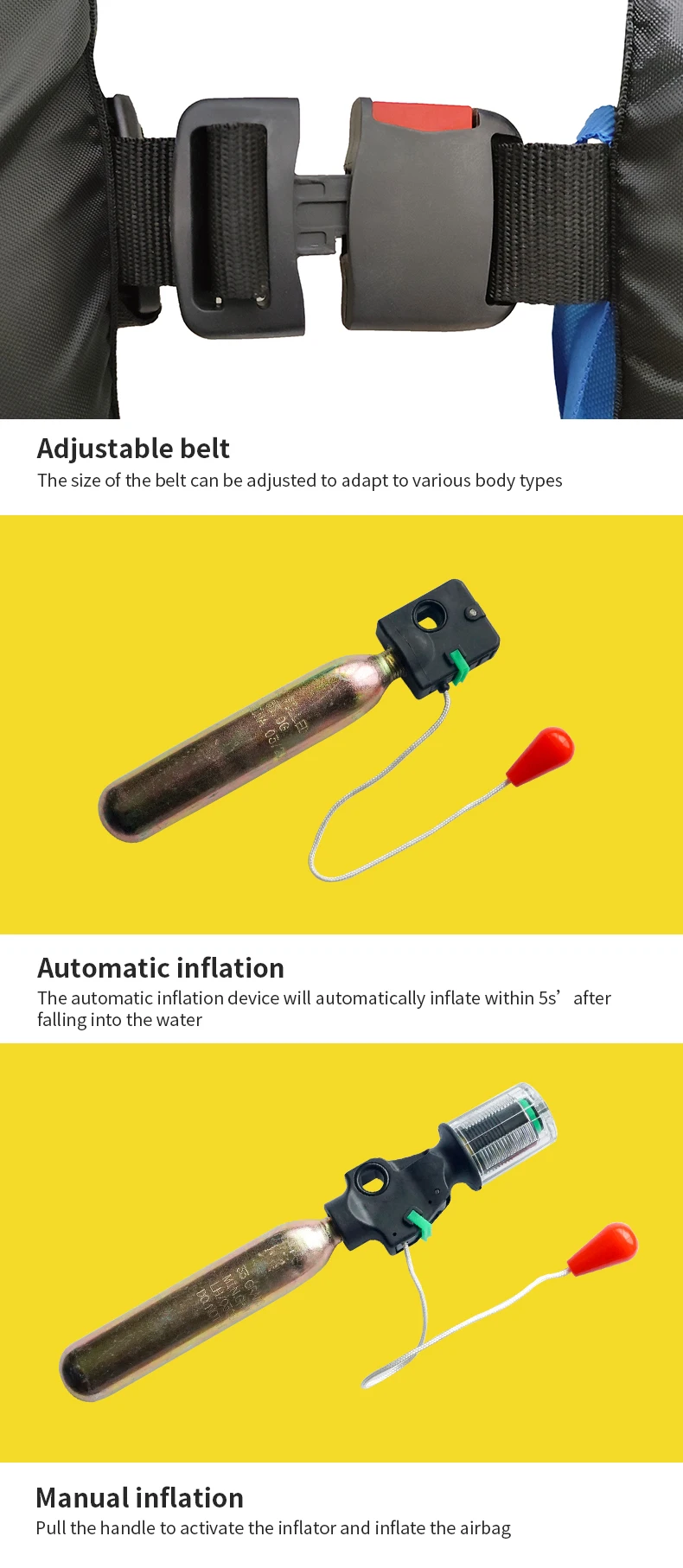 Automatic Inflatable Life Jacket 150N Double Chamber