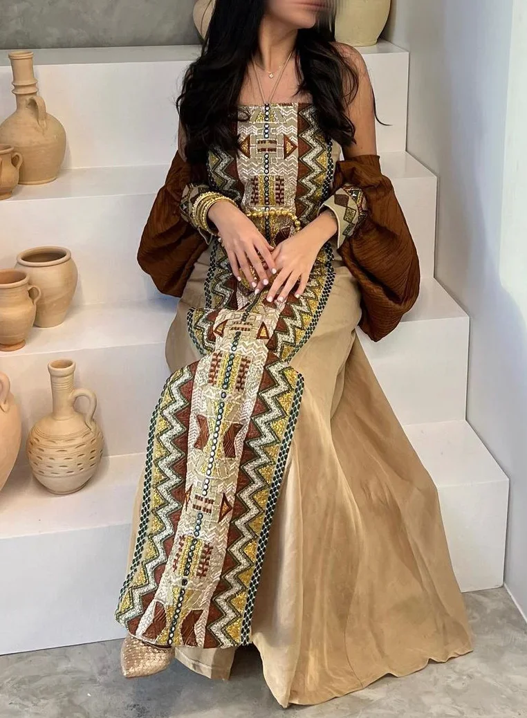 Custom Oem Middle East Arab Kuwait Ethnic Print Halter Dress And ...