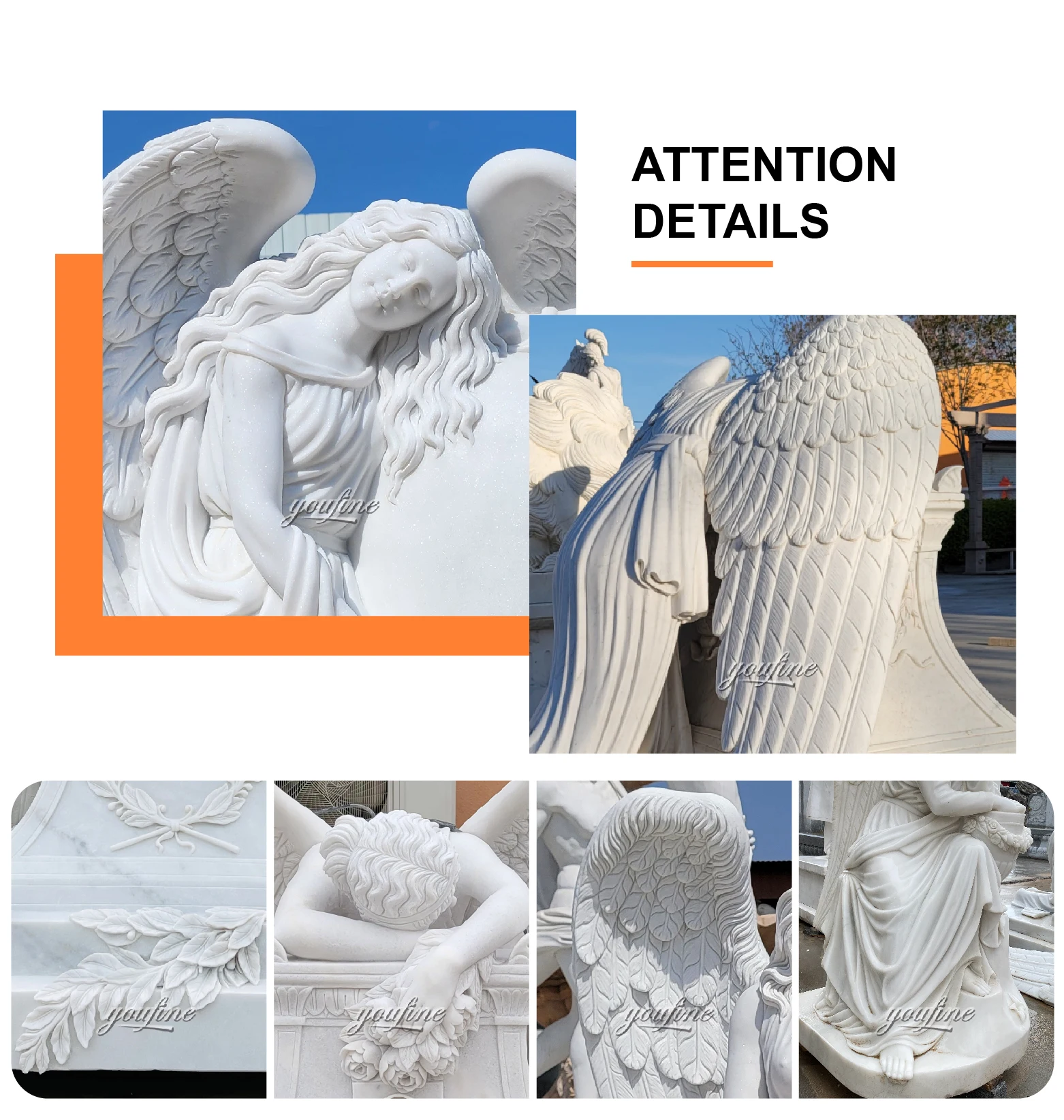 High Quality Angel Monument White Marble Headstones
