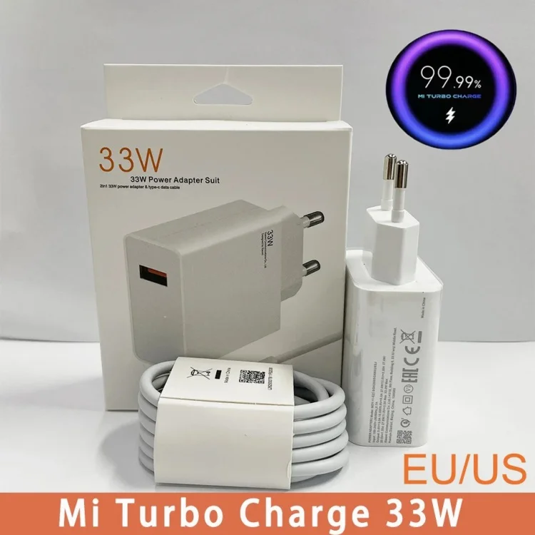 Original Quality 33w Eu Us Plug Fast Charging Charger With Type C Cable ...