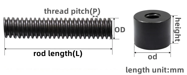 45# Steel Blackening Acme Threaded Rod M10-M25 - OEM Available