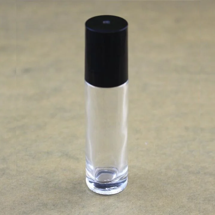 Clear glass 10 ml roll on bottle with black plastic cap and metal roller ball| Alibaba.com