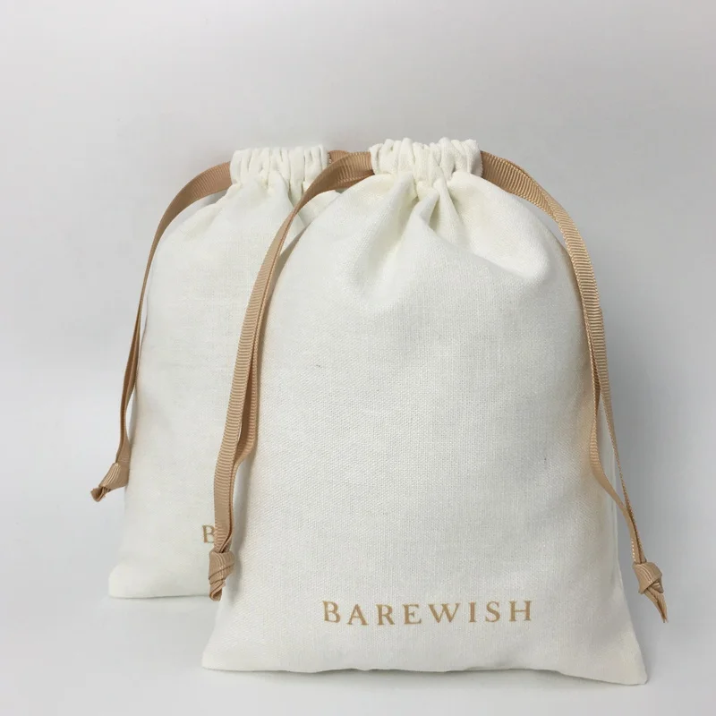 Reusable White Cotton Linen Pouch - Soft Clothes Dust Pouch