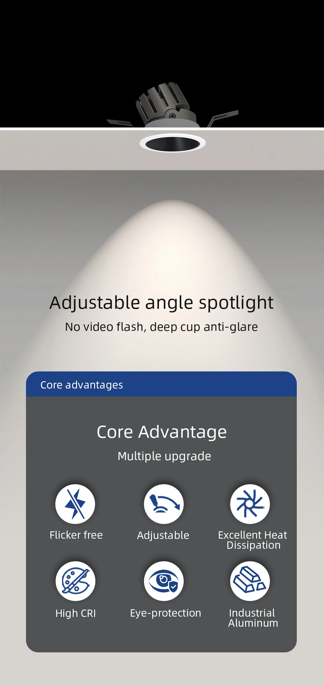 Modern Round Flicker Free Recessed Ceiling Light Embedded COB LED ...