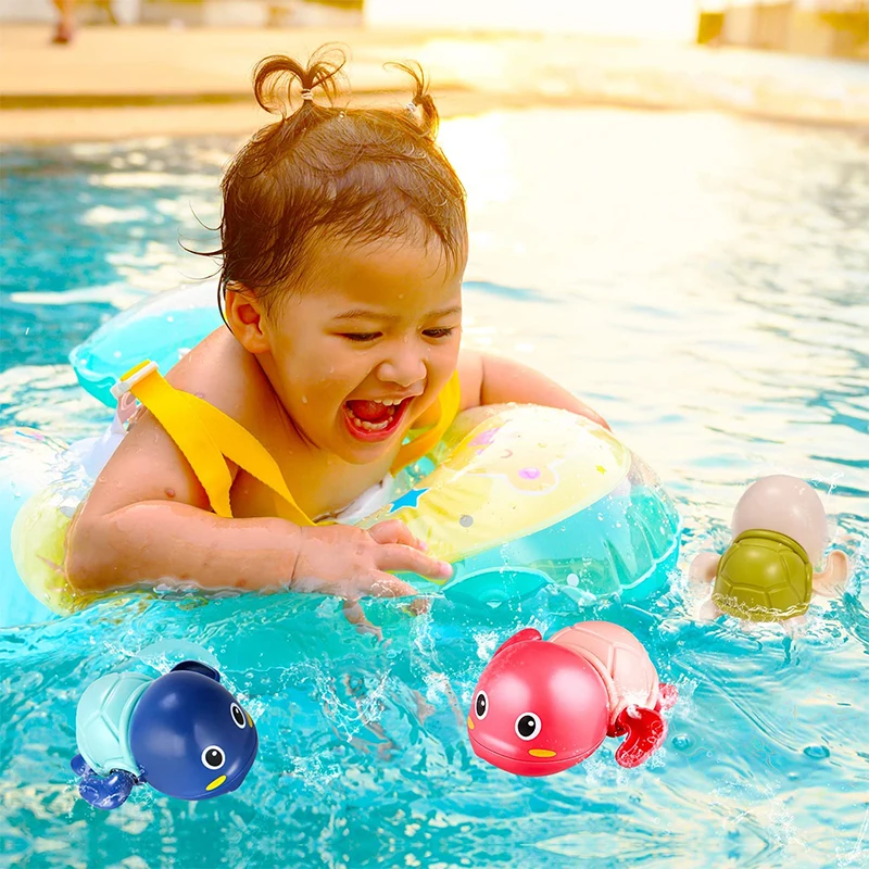 Cute Swimming Turtle Bath Toys Floating Wind up Small Bathroom Toys ...