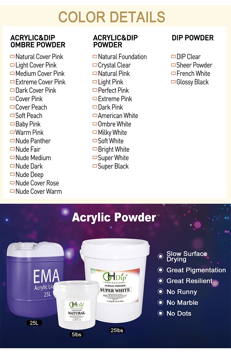 Factory Wholesale Highly Pigmented Smooth Polymer Powder Nail Clear ...