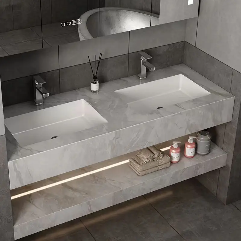 Luxury Hotel Floating Double Sided Basin Bathroom Dressing Table Set ...