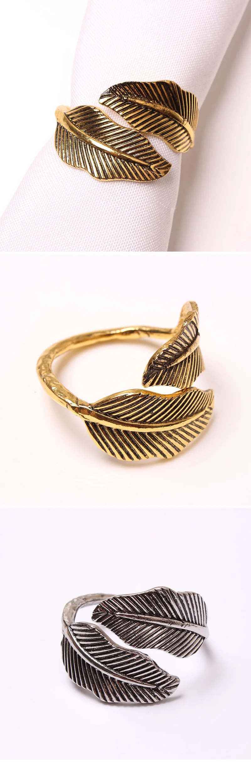 Matte Gold Leaf Napkin Ring Feather Napkin Ring - Buy Leaf Napkin Ring ...