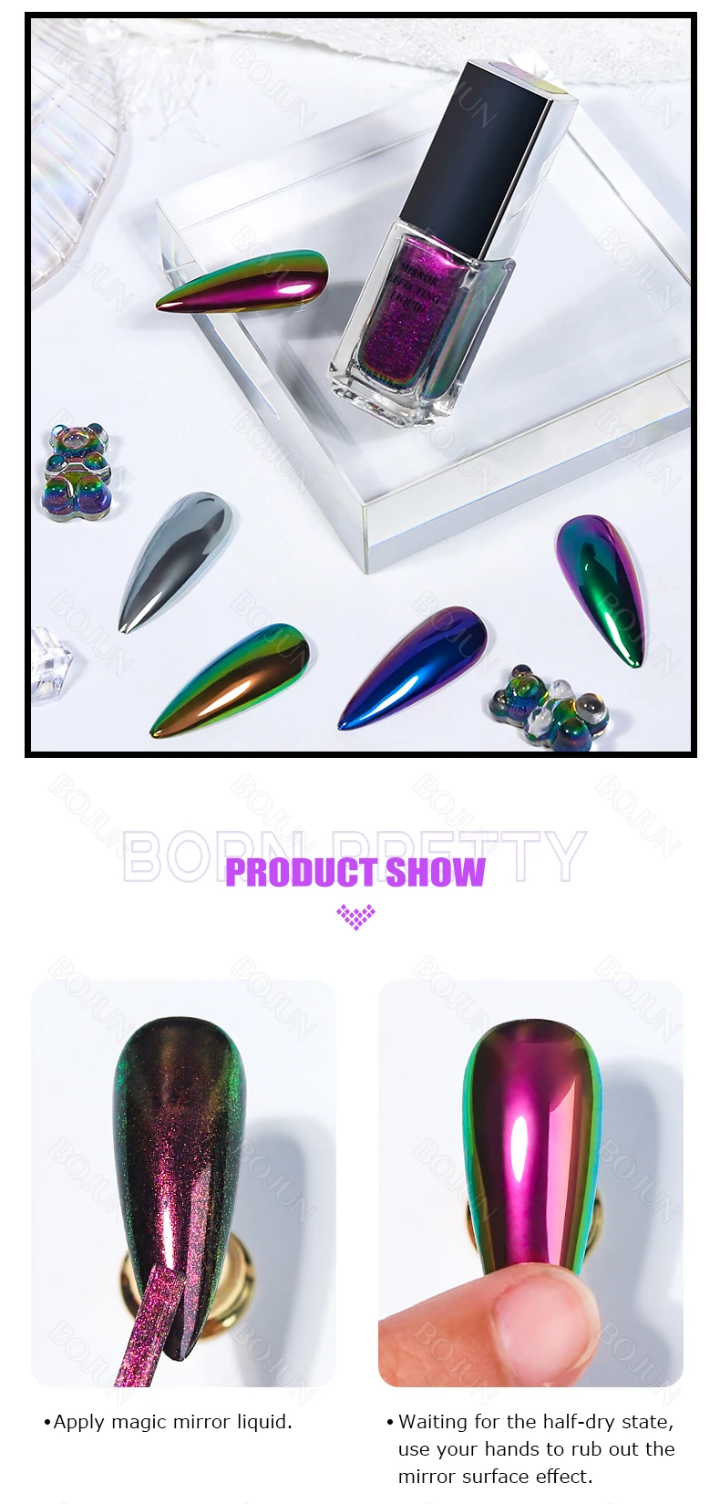 Nail Products Magic Mirror Liquid Uv Gel Nail Art Chameleon Pigment ...