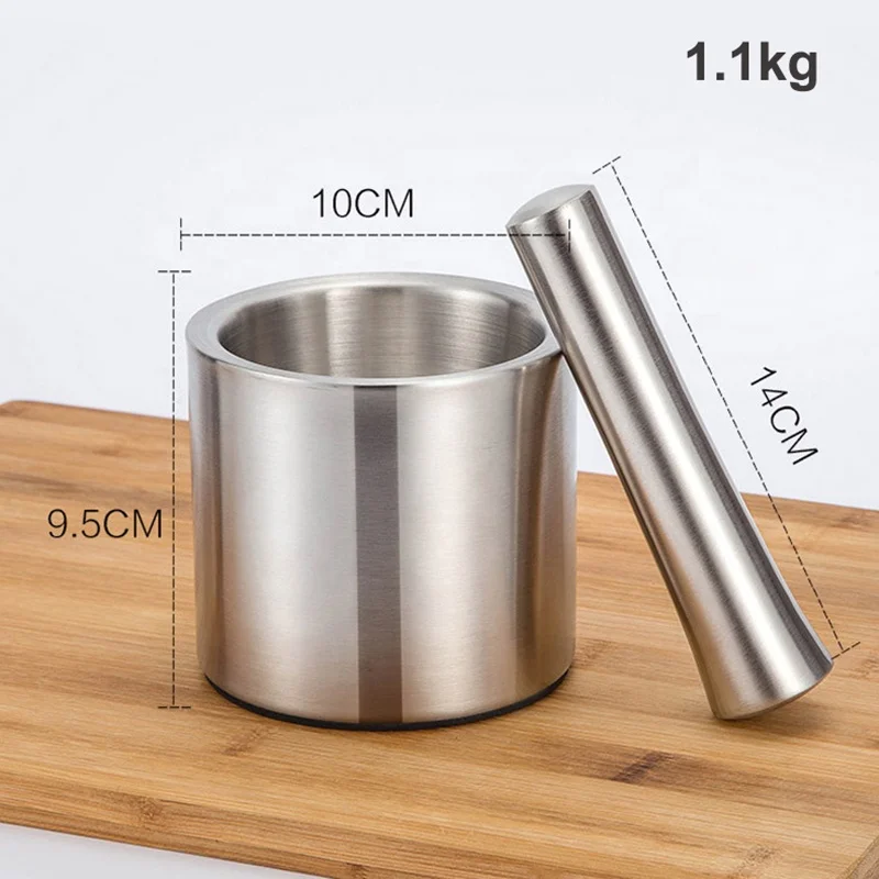 Cylinder Shape Stainless Steel Mortar And Pestle Set Spice Grinder Pill ...
