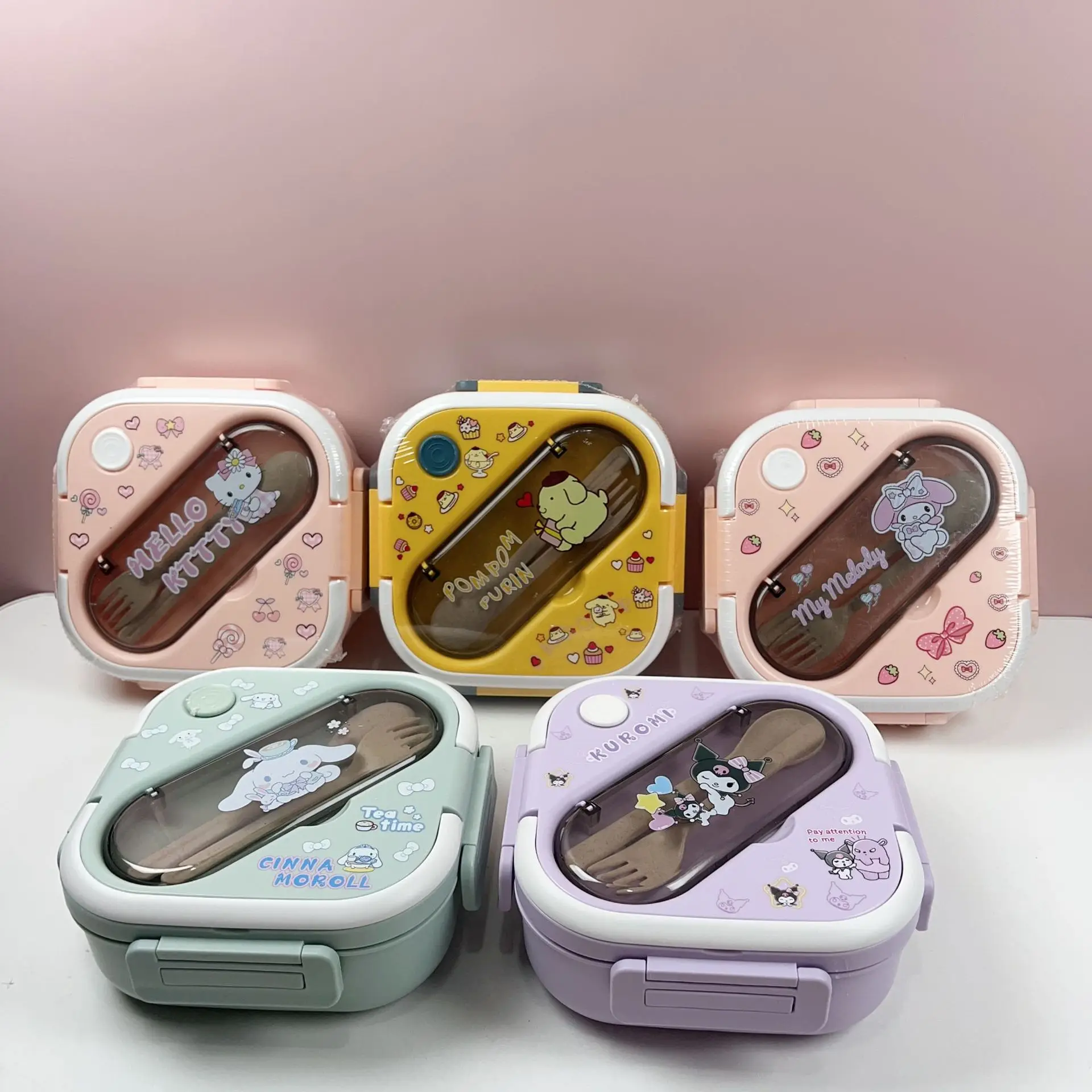 Kawaii Kuromi My Melody Lunch Box Spoon Fork Set Children Fruit Snack ...