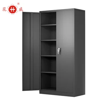 Office Metal Storage Cabinet Black Swing Door Filing Cabinet With 4 ...