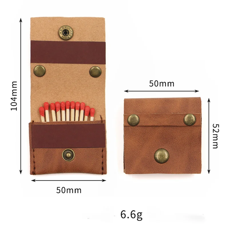Mini Camping Matchstick Box Portable Genuine Leather Matchstick Box ...