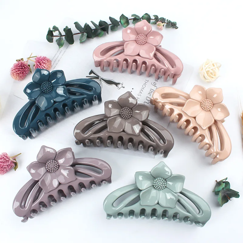 Large 11cm Big Hair Claws Sun Daisy Korean Hair Accessories Clamp Rubber Matte Pressed Flower ...