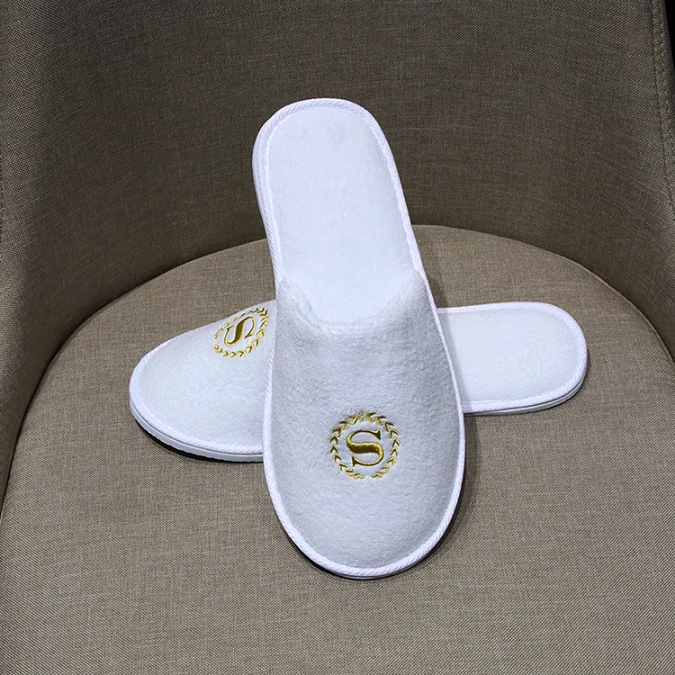 Disposable Custom Logo Wholesale Cotton Slippers Luxury Closed Toe ...