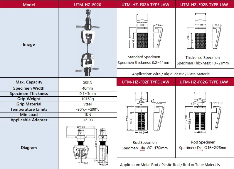 UTM universal tensile machine test fixture Customizable fixture