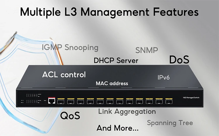 12 Port 10g Sfp+ Ethernet Switch,L3 Managed 10000mbps Optical Network ...