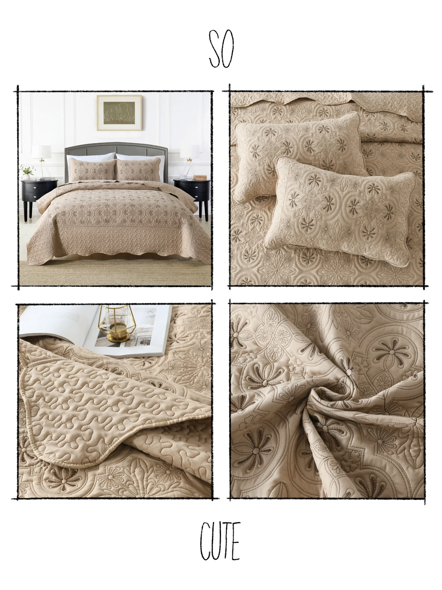 Exquisite Embroidery Quilt Coverlet 3-piece Bedspread Set For Home ...