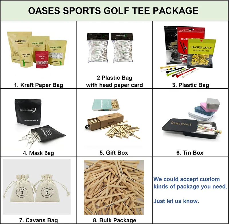 Customized Pack Imprint Wood Bamboo Golf Tee Pegs