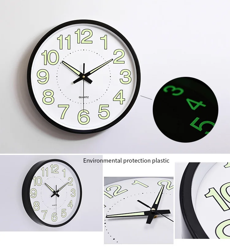 12Inch Customizable Wall Mount Glowing Big Numbers Fancy Wall Clocks ...