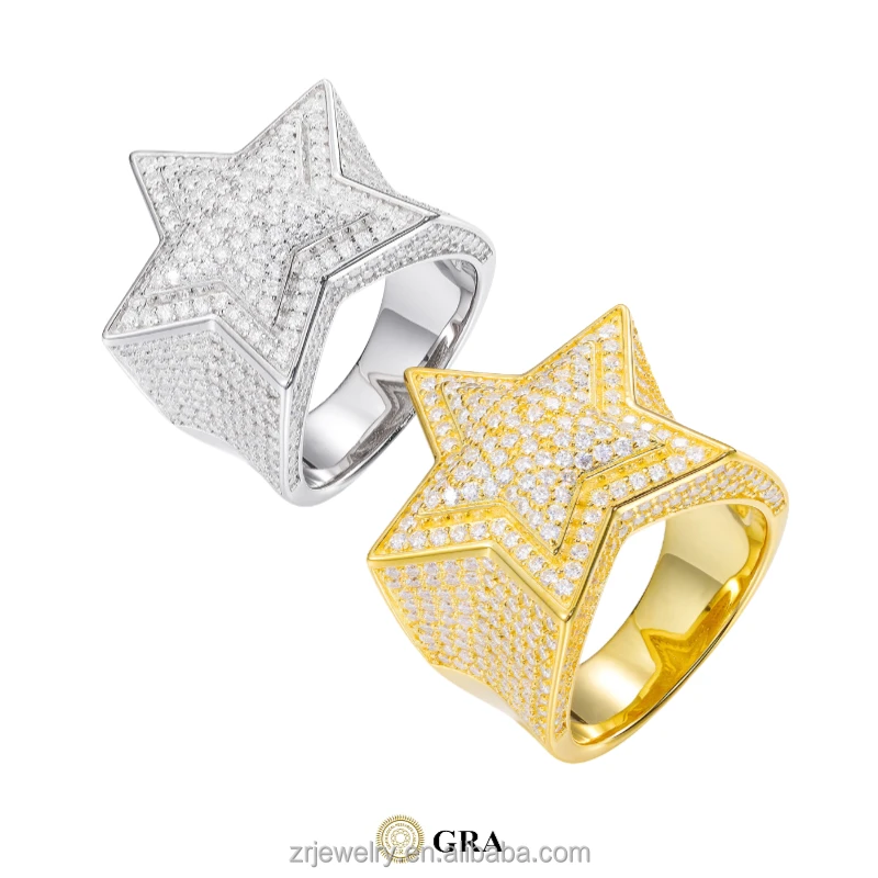 Telula Moissanite Rings Gra Certified Iced Out Moissanite Men Ring S925 ...