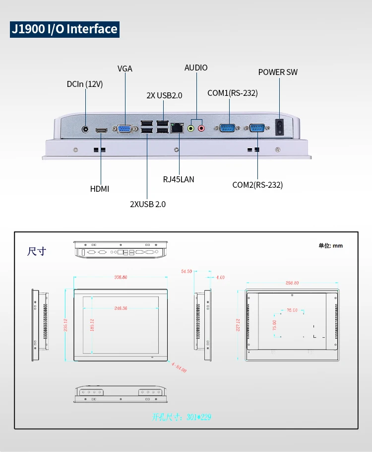 10.4" Fanless Industrial Panel Pc With Intel Celeron J6412 Processor Ppc-310 Ehl - Buy ...