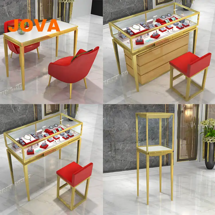 Customized Metal Jewelry Display Cabinet Modern Jewelry Shop Showcase ...