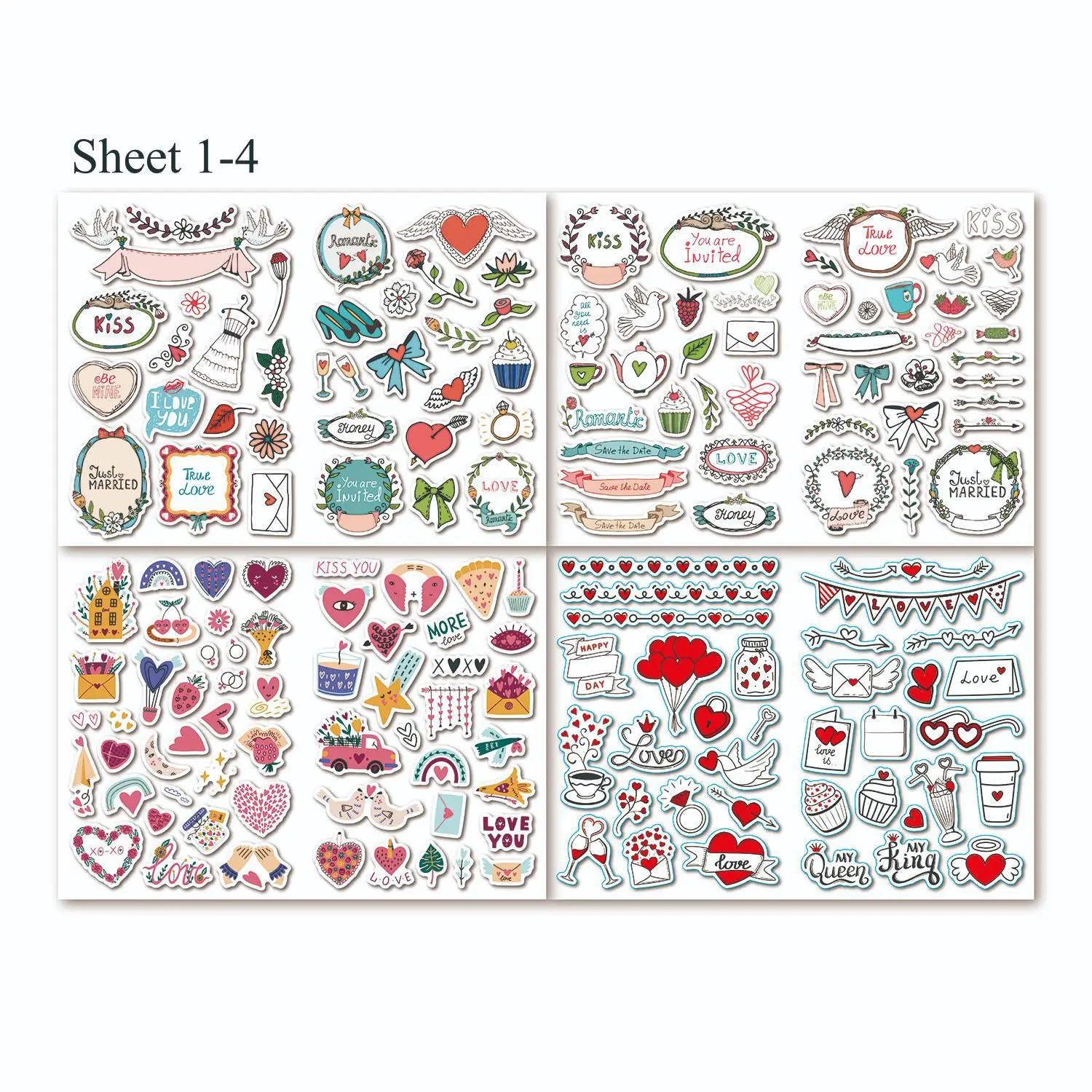 12 Sheets Romantic Engagement Wedding Planner Stickers Bridal Wedding ...