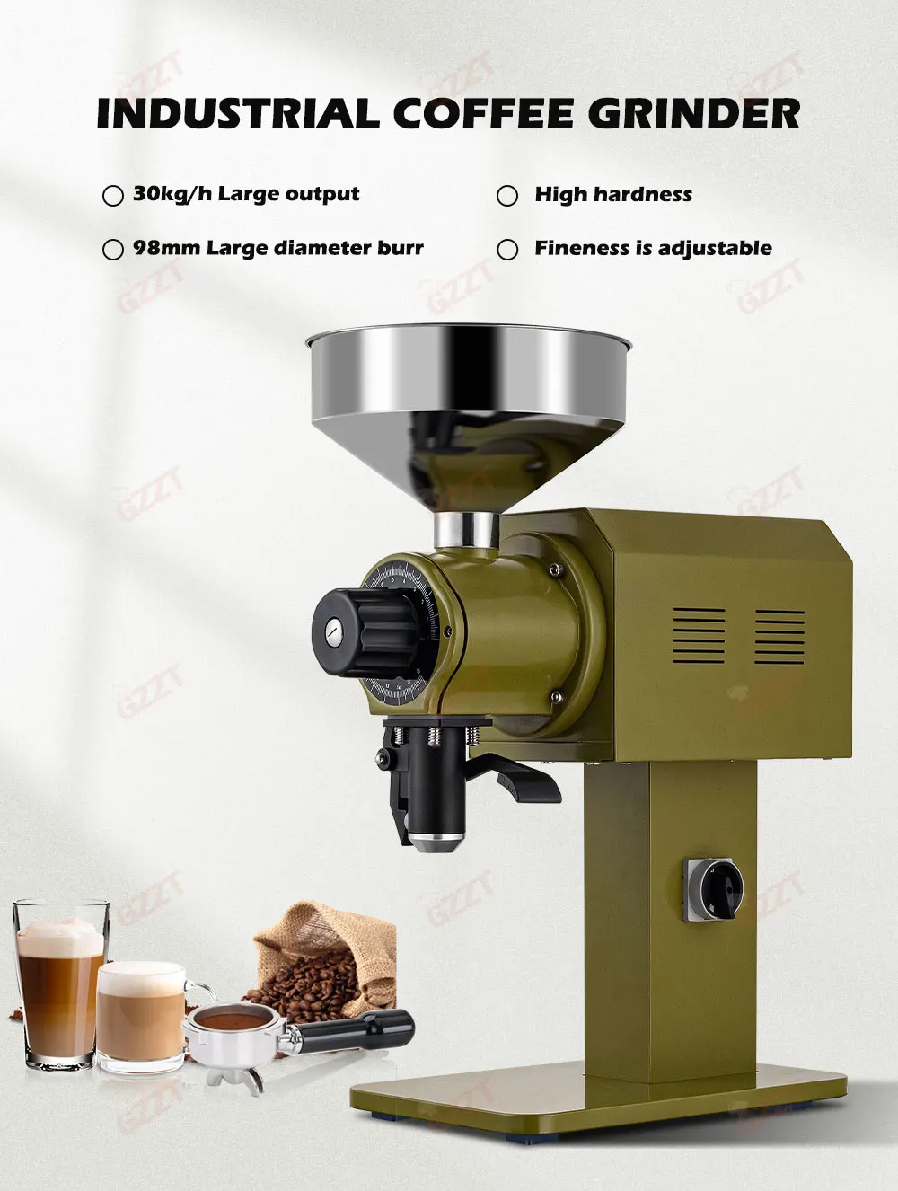 98mm Espresso Coffee Grinder - Heavy Duty & Automatic