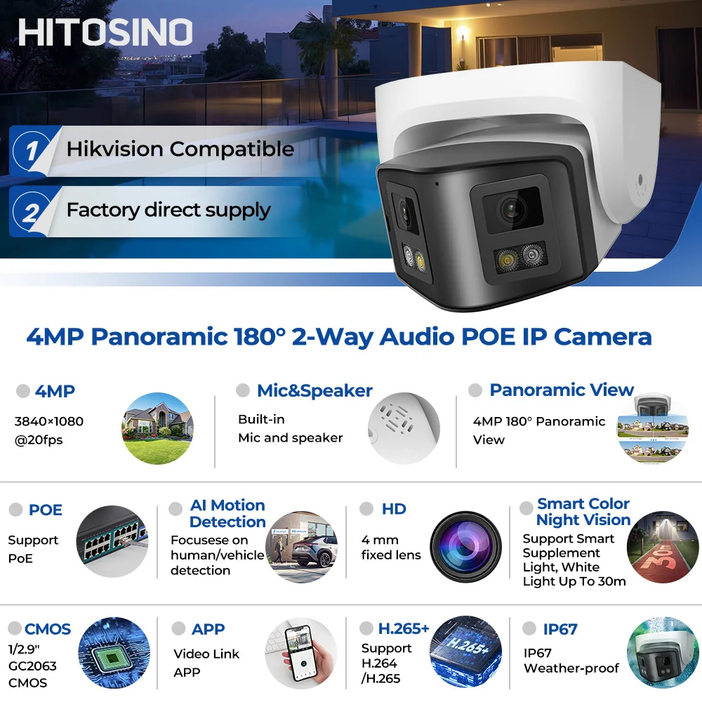 Hik Compatible 5MP 8MP Dual Lens Camera - Panoramic Security