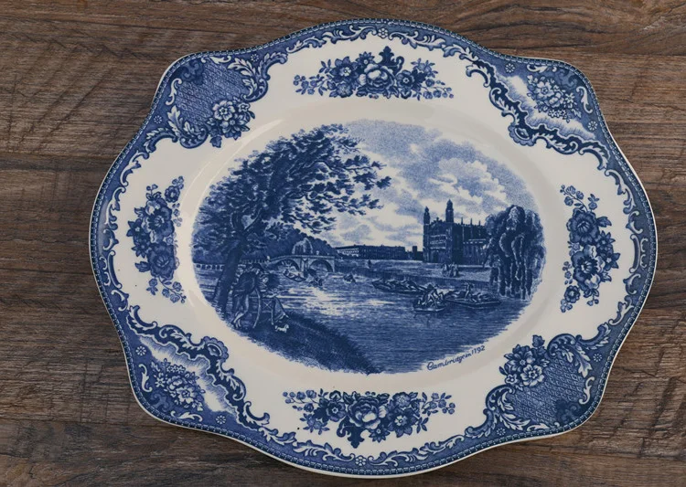 Wholesale Blue Castle Dinner Set - European Ceramic Plates