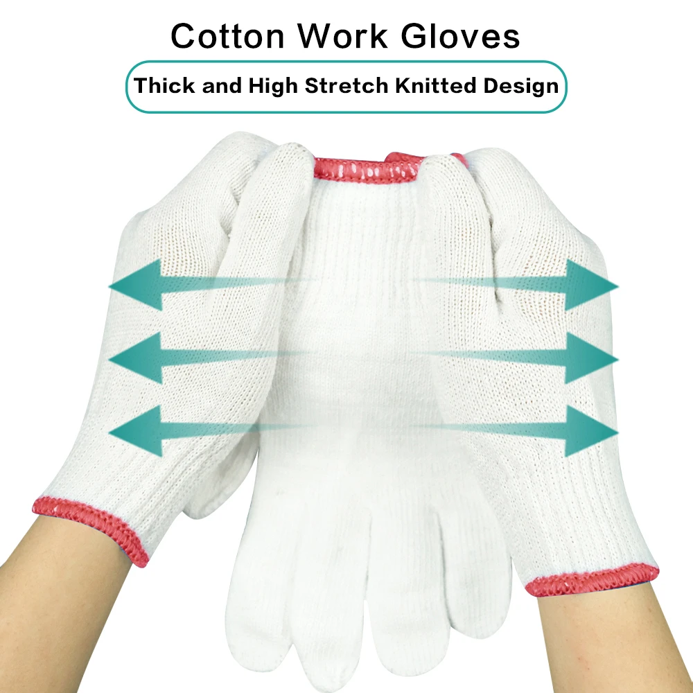 Wholesale 30-60g/pairs White Cotton Knitted Hand Gloves