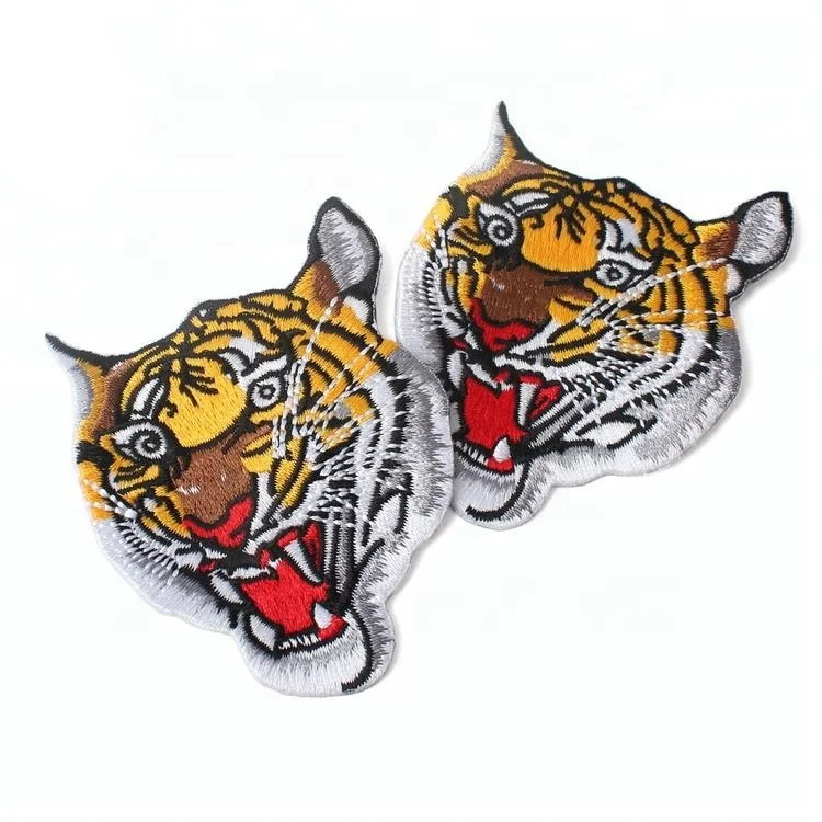Custom Tiger Head Logo Embroidery Badges And Patches For Clothes And ...