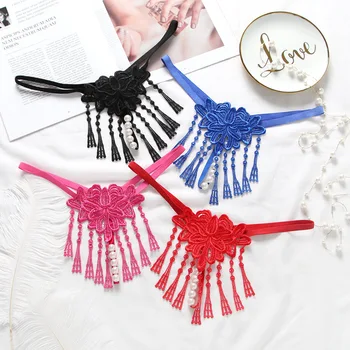 Zoyiame Sexy Women Thongs Butterfly Embroidery Underwear Tassel ...