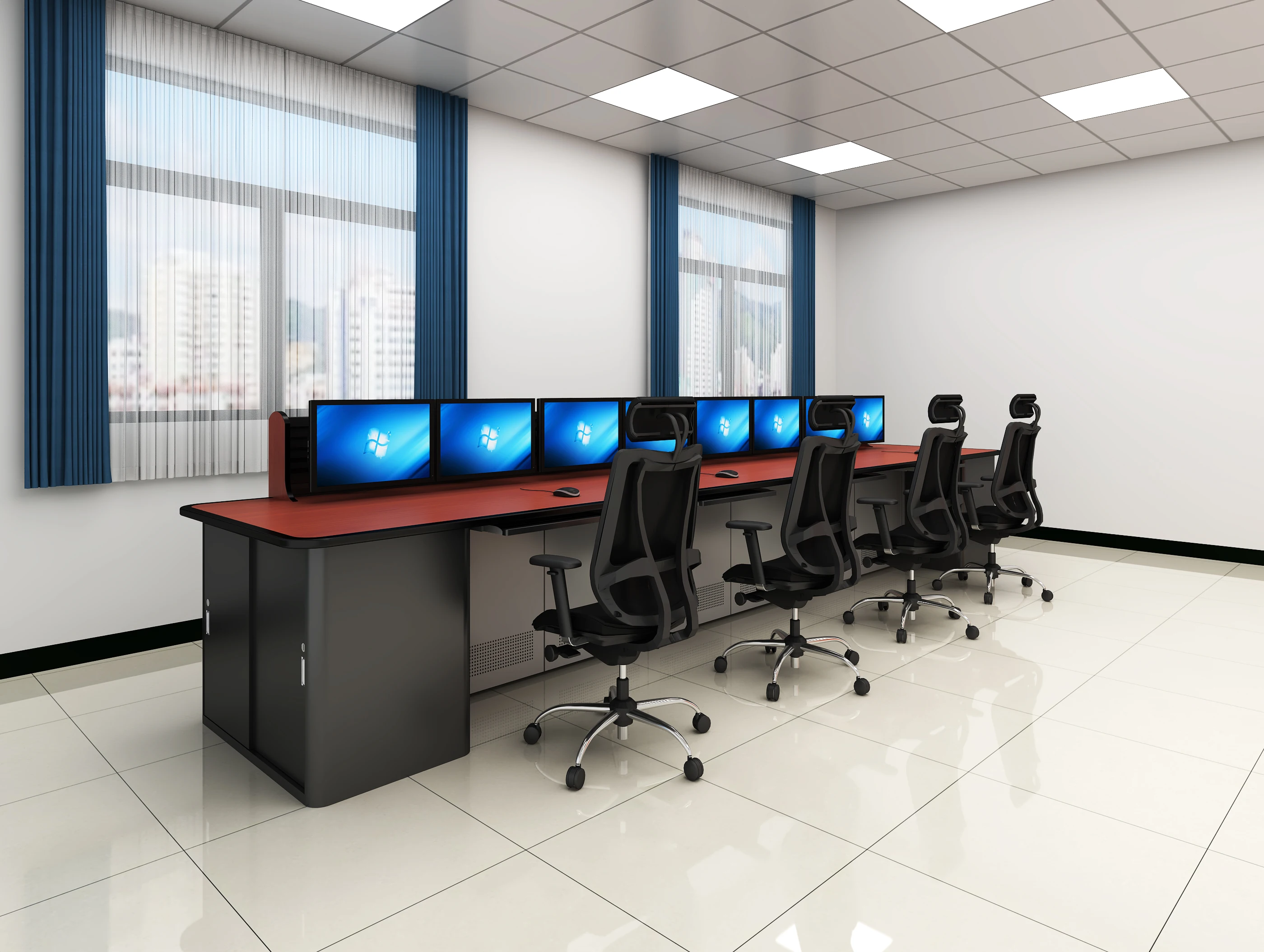 Broadcast Control Room Tables And Chairs Dispatching Workstations ...