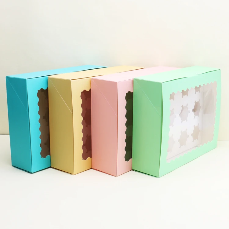 Biscuit Cardboard Box With Clear Window Sandwich Packaging Box Baking ...