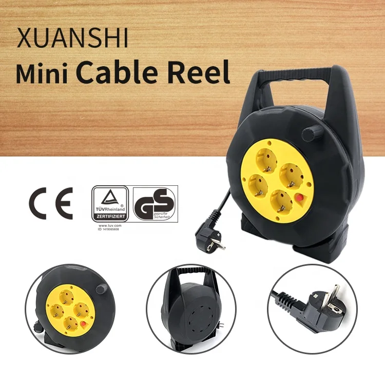 4x16a Sockets Small Electric Extension Power Cord Reel