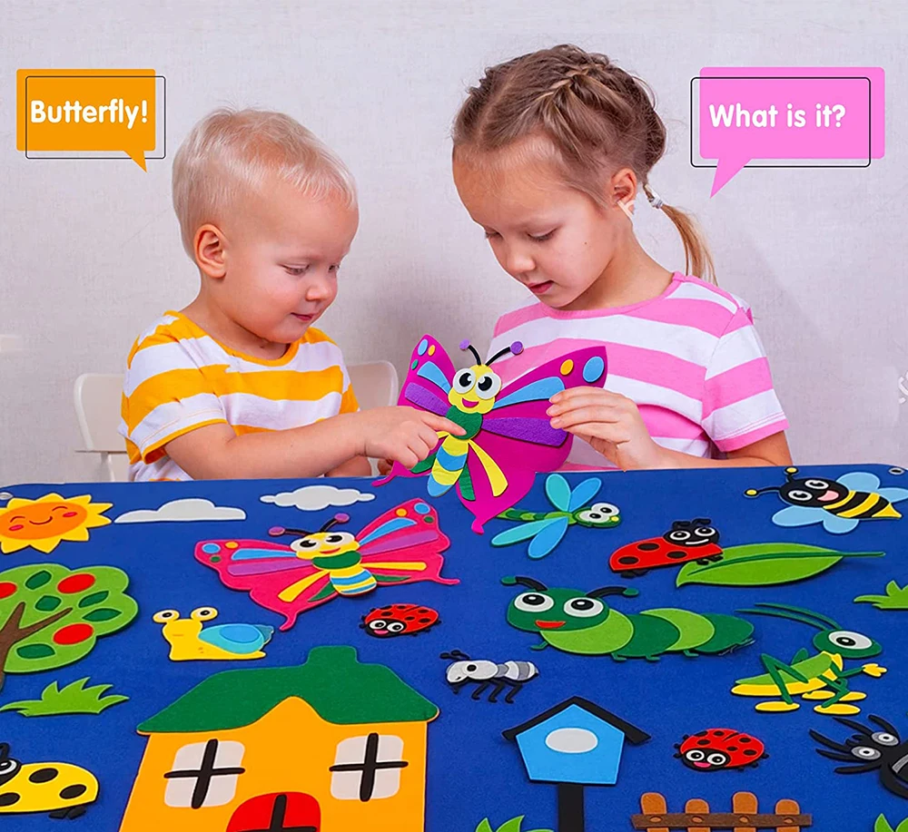 Preschool Sensory Wall Insects & Bugs Teaching Flannel Felt Story Board ...