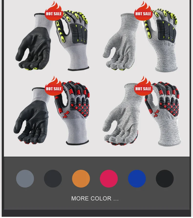 Anti Vibration En 388 Hppe Class 9 Cut Resistant Anti-impact Hand ...