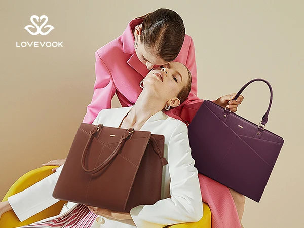 LOVEVOOK 2024 Stylish Laptop Briefcases - PU Leather Handbags
