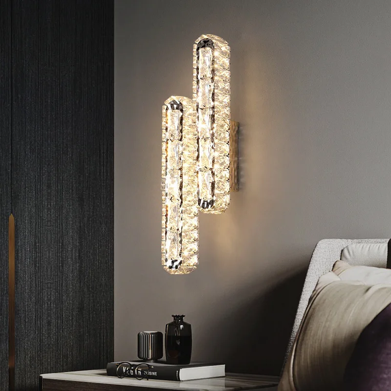 Living Room 2024 New Wall Light Luxury Stainless Steel Led Crystal ...