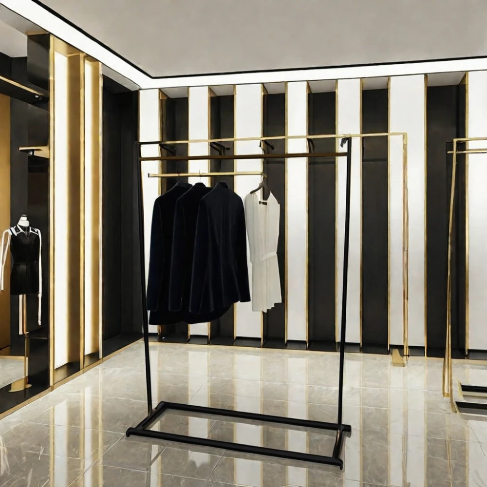 Luxury Garment Shop Fittings Custom Metal Hanging Clothes Display Racks ...