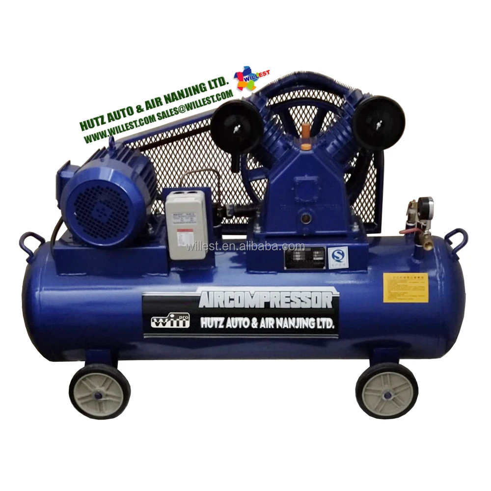 Industrial Belt Driven Air Compressor Willest 7.5hp 100l Reciprocating Piston Compressor ...