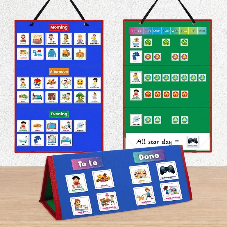 Custom Logo Visual Schedule Chart for Kids with Autism Fabric Chore ...