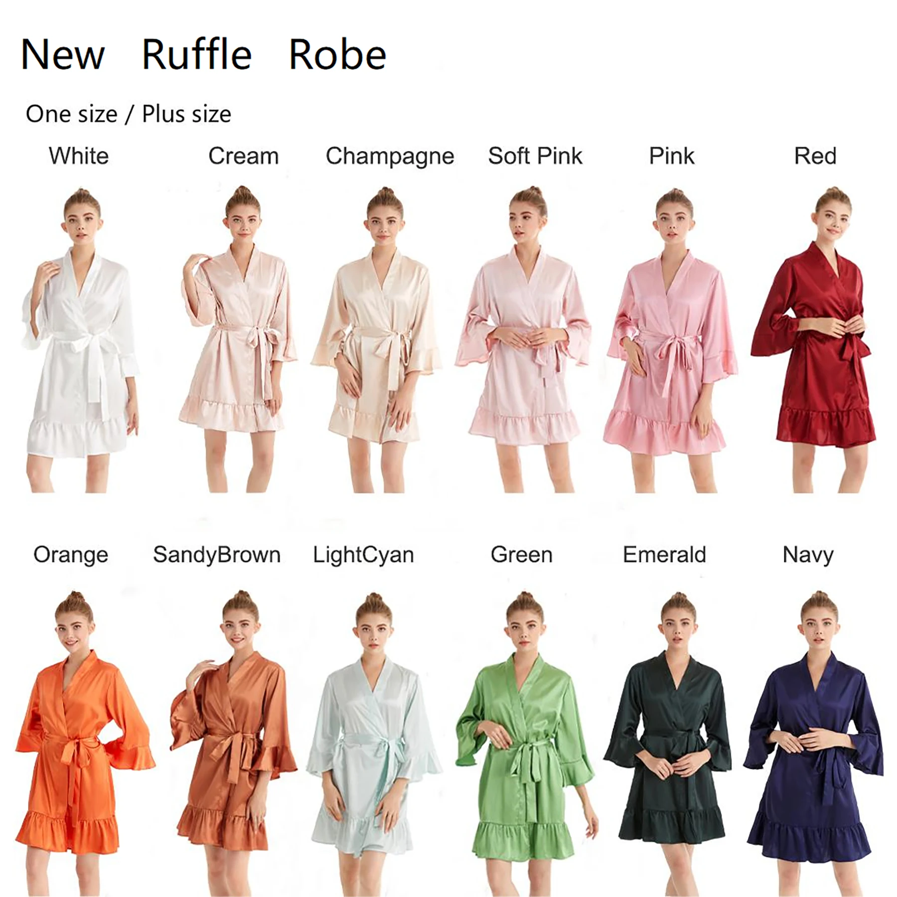 Bride Robe Set Plus Size Wedding Satin Dresses for Bride Ruffle Dress ...