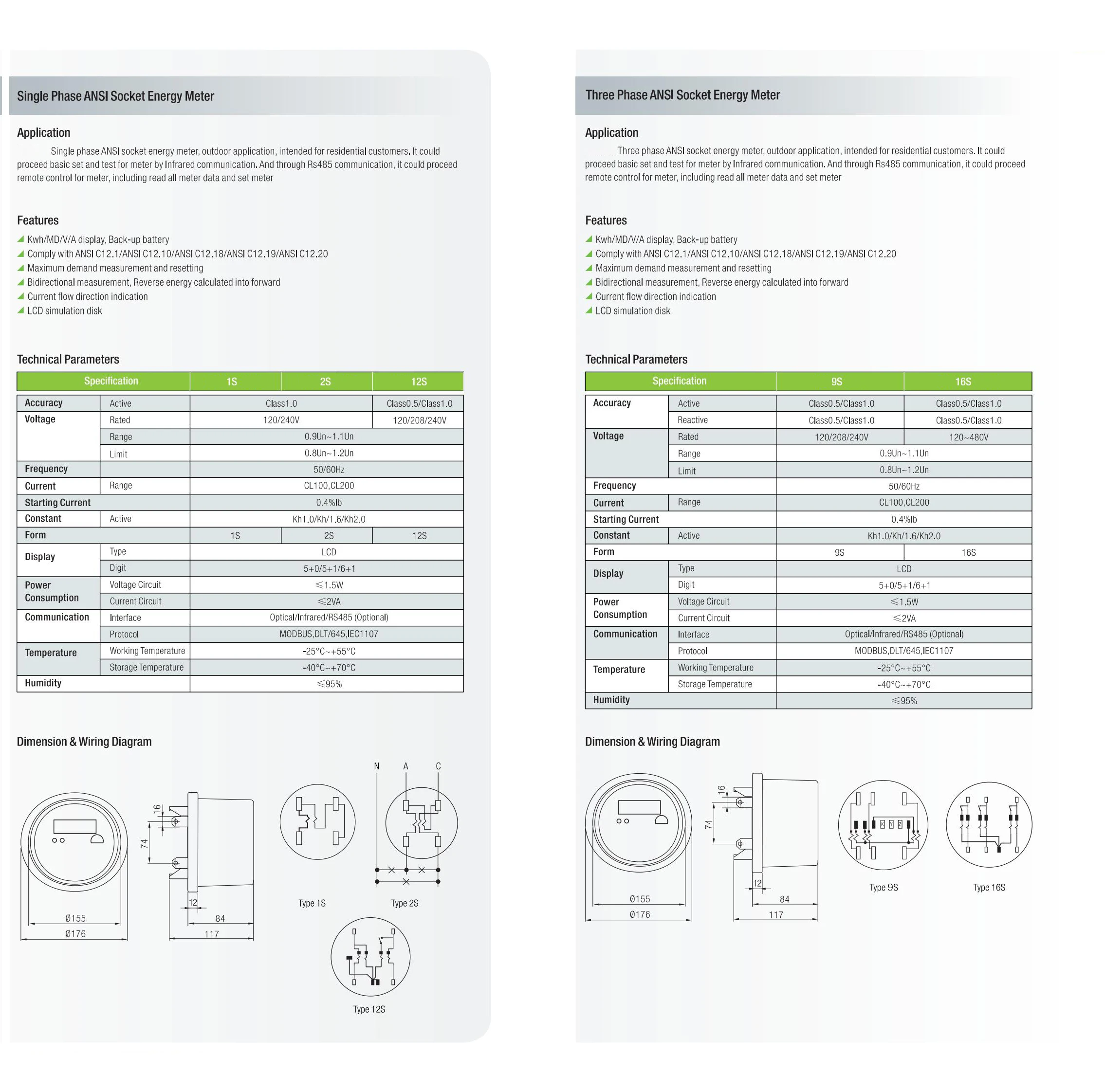ANSI Socket Type Energy Meter 9S & 16S/LORAWAN Smart Meter