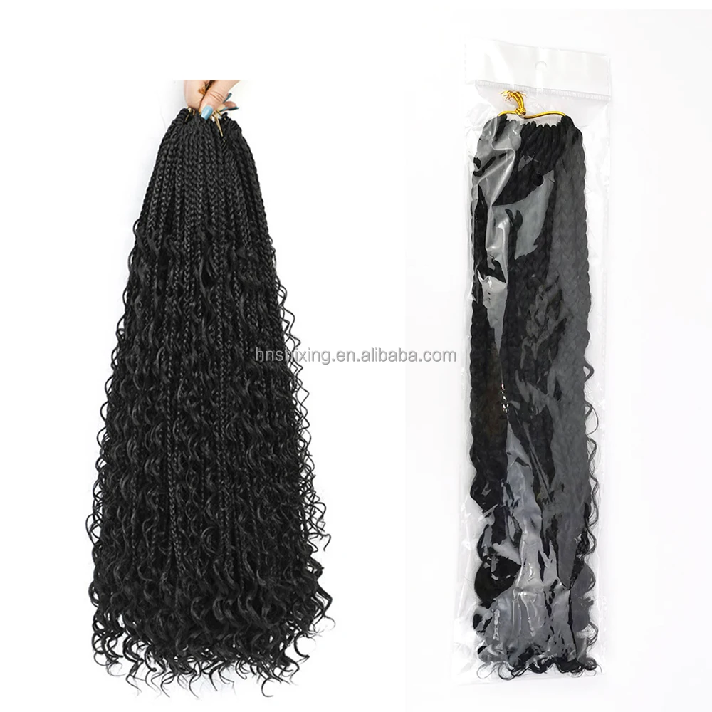 Goddess Box Braids Crochet Hair Braids With Curly Ends Ombre Pre Looped ...
