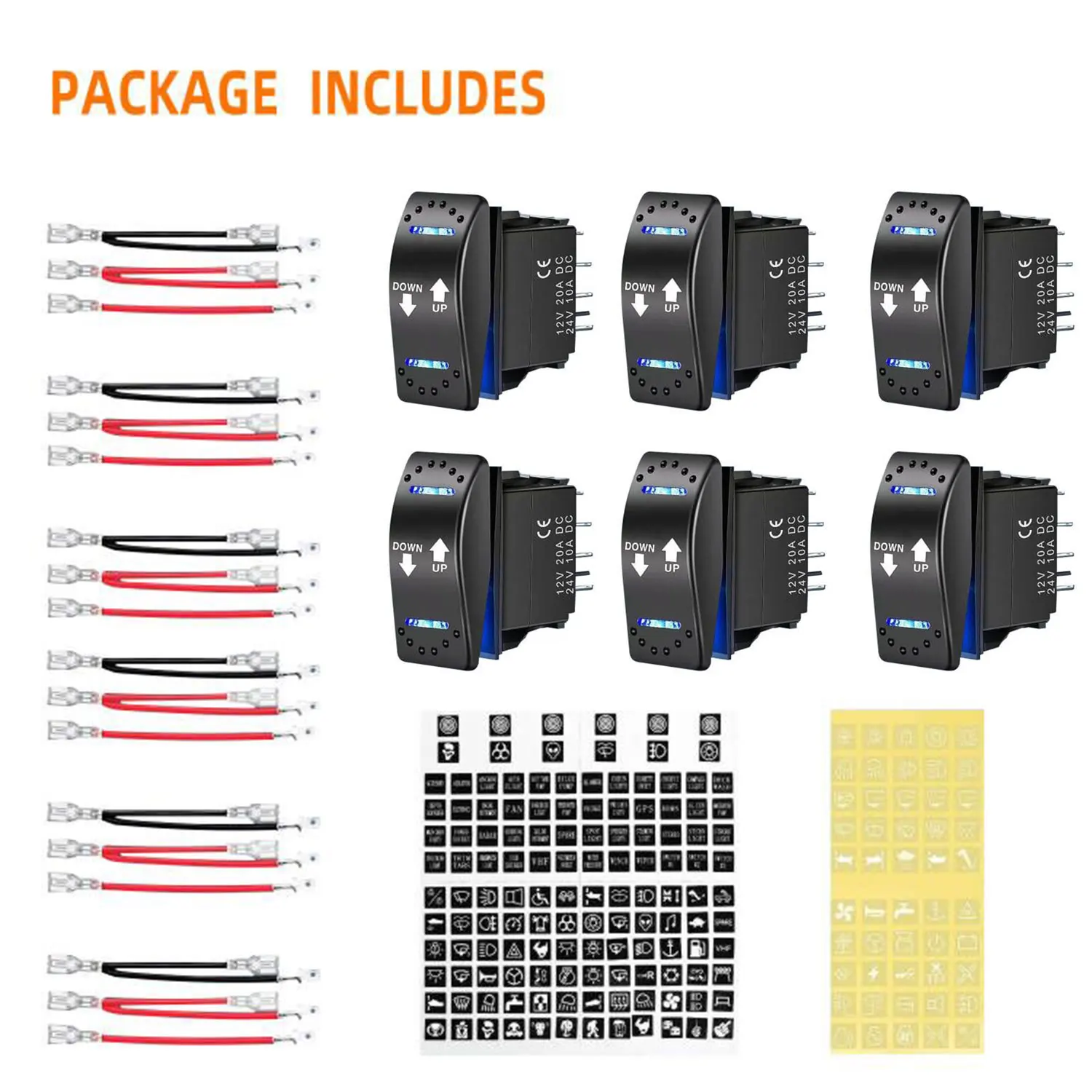 Up Down Arrows Momentary Rocker Switch Toggle (ON)-Off-(ON) 1 Position ...