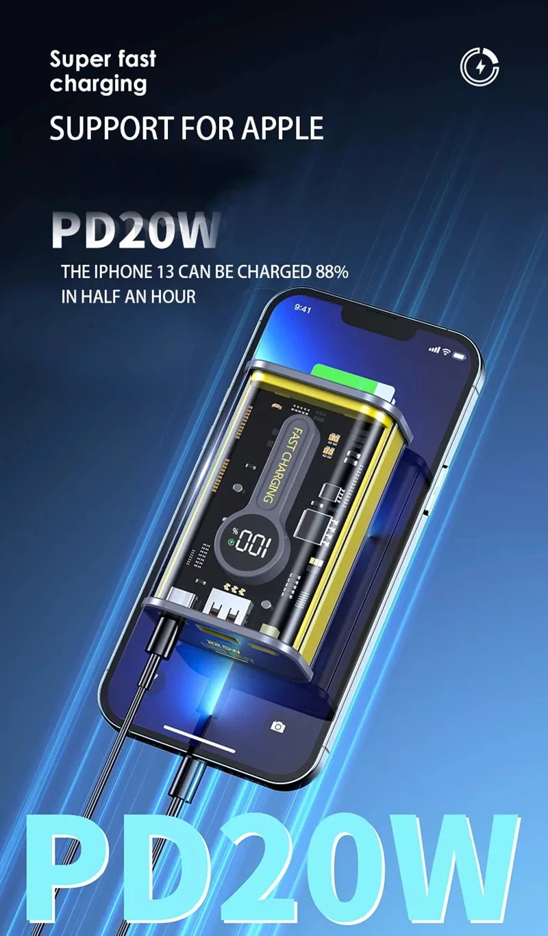 Promotional Wholesale Transparent 10000mah Smart Pd22.5 Fast Charging ...
