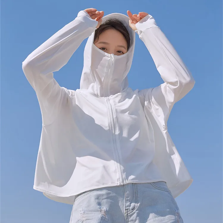 Custom Wholesale Women Long Sleeve Hooded Sunshade Jacket Outdoor Summer Uv Protection ...